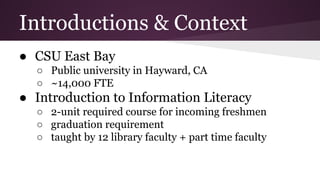 Community Engagement & Information Literacy: A Case Study | PPT