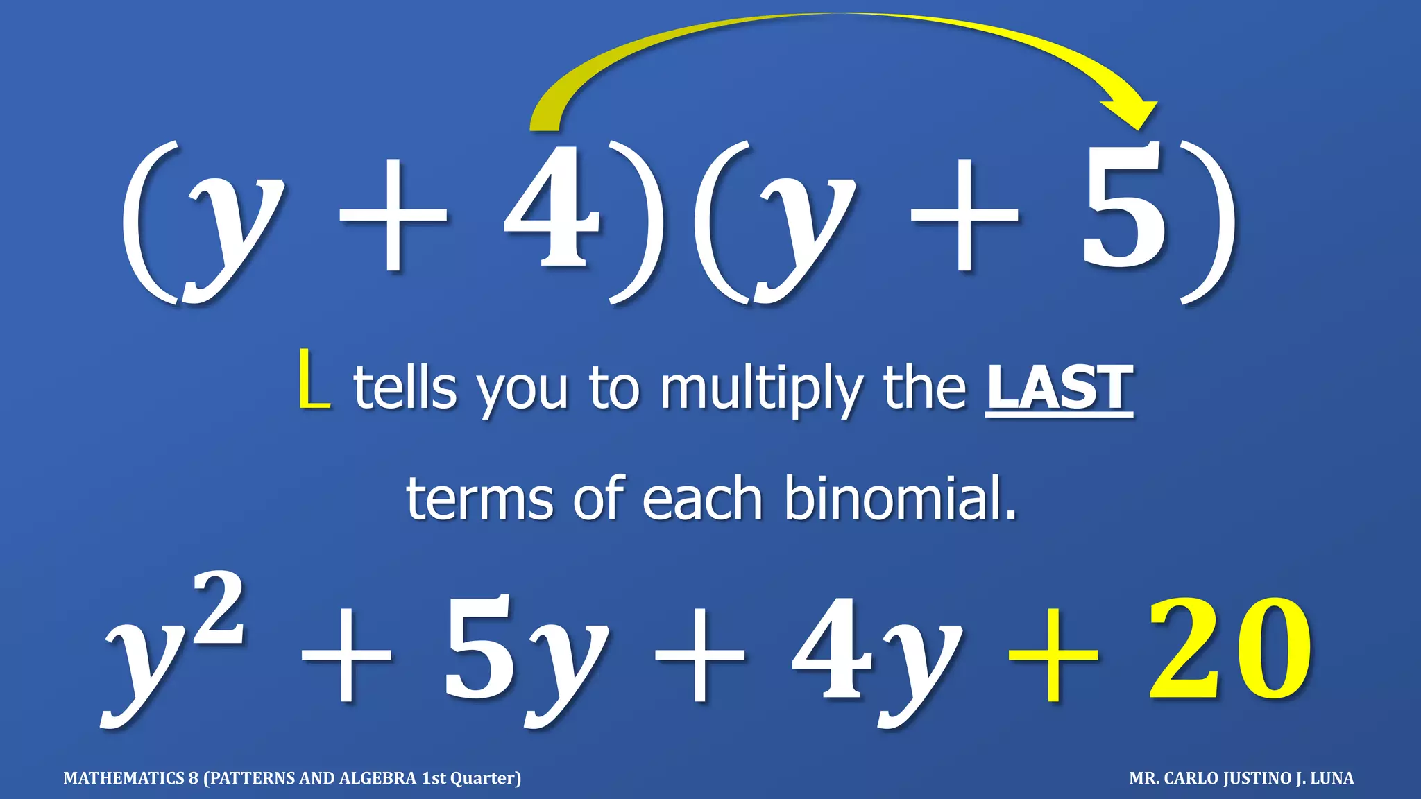 Product of Two Binomials (FOIL Method) | PPSX