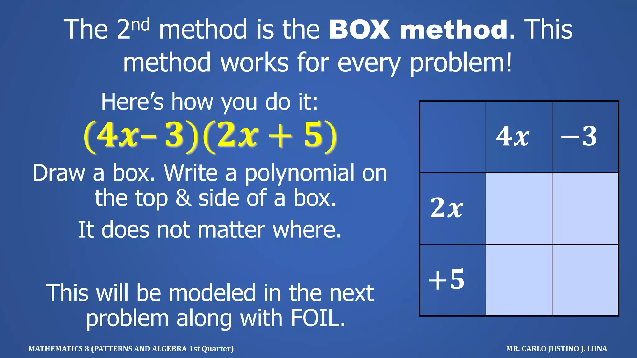 Product of Two Binomials (FOIL Method) | PPSX