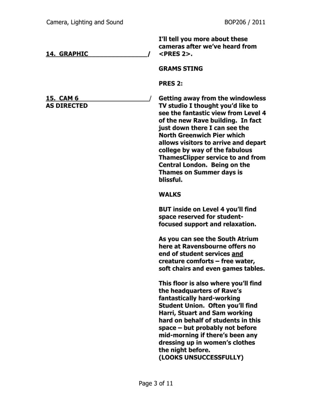 Camera Script for "This is the Place" | PDF