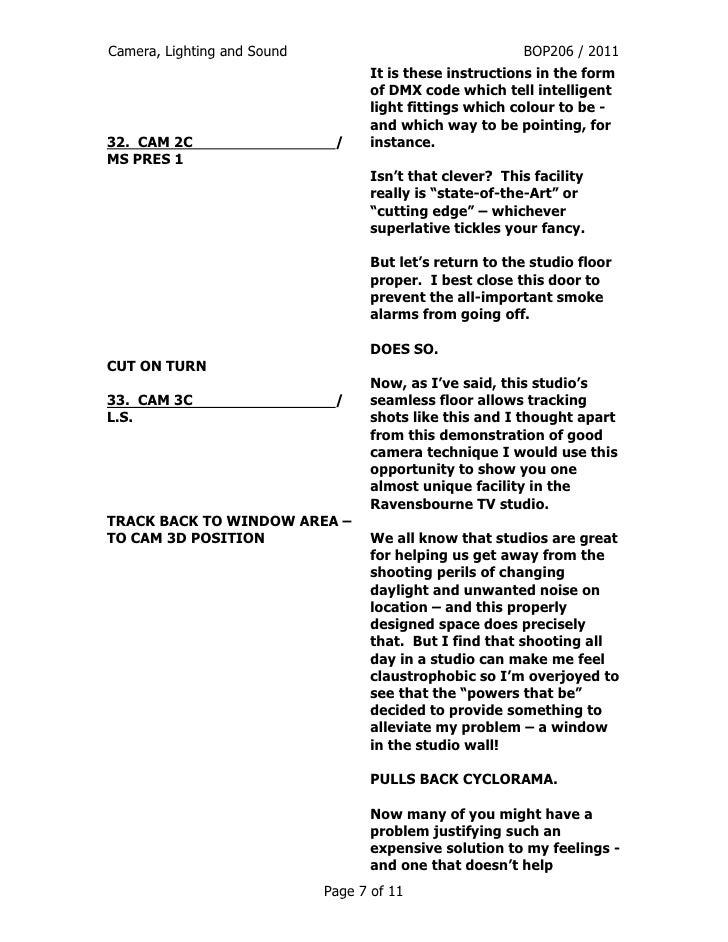 Camera Script For This Is The Place