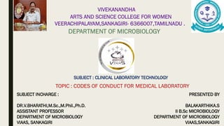 Clinical laboratory technology - codes of conduct for medical ...