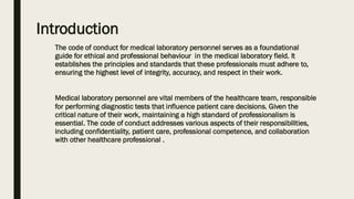 Clinical laboratory technology - codes of conduct for medical ...