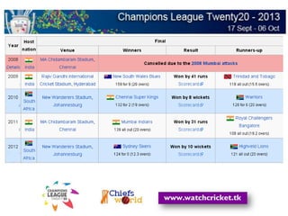 Clt20 2013 fixtures and schedule | PDF | Cricket | Sports