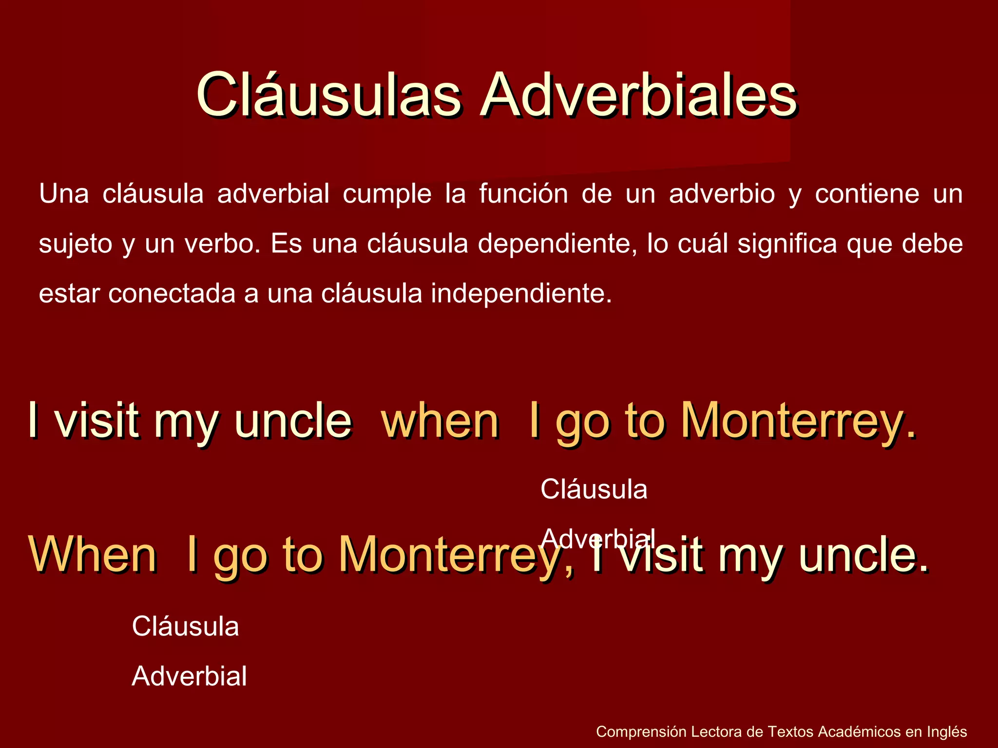 Presentación cláusulas adverbiales | PPT