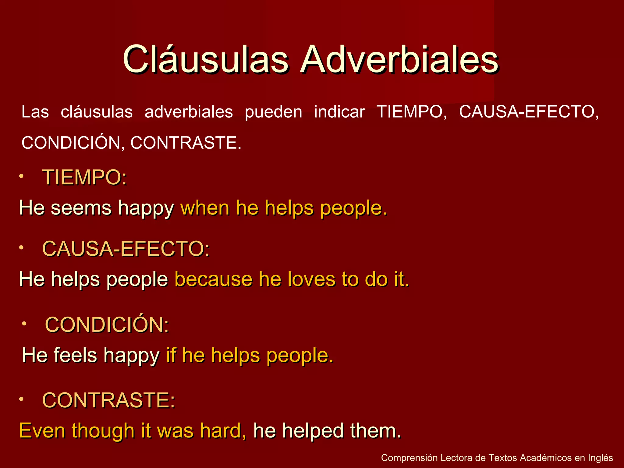 Presentación cláusulas adverbiales | PPT