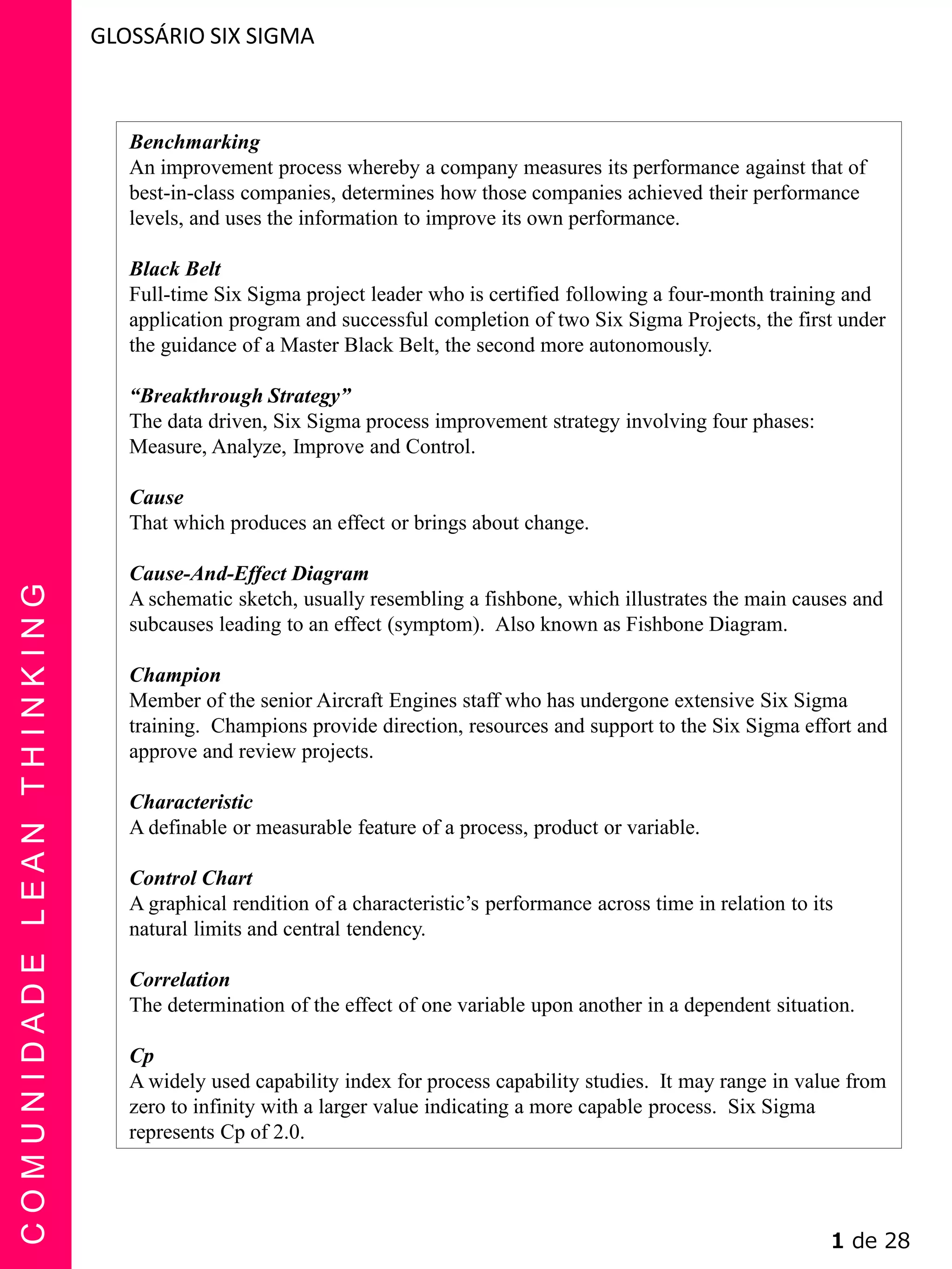 Clt Six Sigma Glossary | PDF | Physics | Science