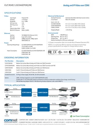 ComNet CLTVE1COAXM Data Sheet | PDF
