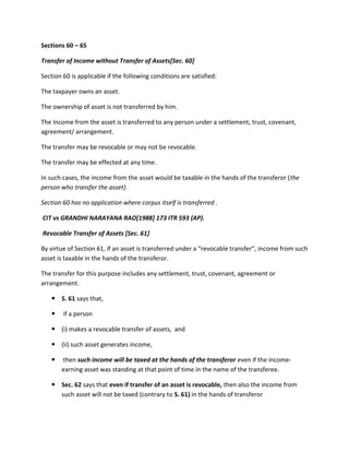 Clubbing of income for agreetation of income.bose