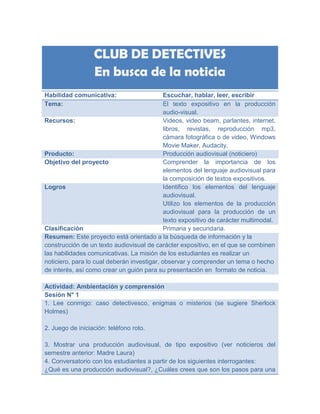 Club de detectives secuencia didáctica | PDF