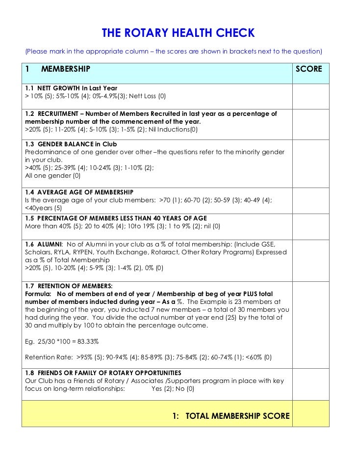Rotary Club health check