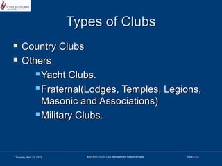 Club management ood bac 5161 part 1 | PPT