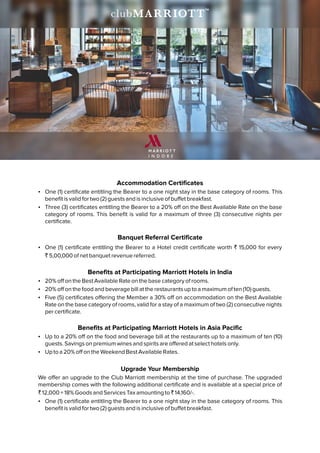 Club Marriott Hotel Membership | Free Night Stay & 50% Off on Food | PDF