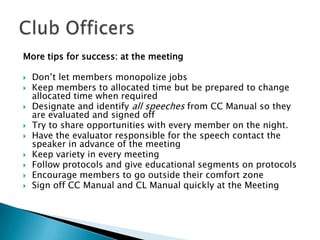 Club Officer Responsibilities | PPTX