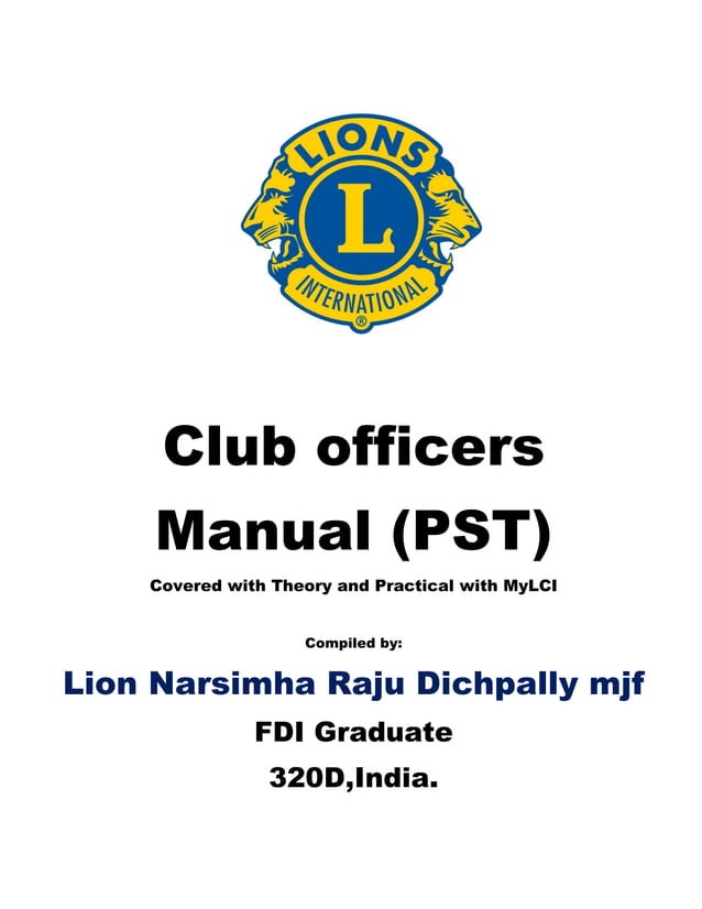 Club officers manual of lions clubs international from lion d narsimha ...