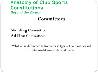Club Sports Leadership Workshop-Constitutions | PPT