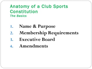 Club Sports Leadership Workshop-Constitutions | PPT
