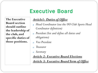 Club Sports Leadership Workshop-Constitutions | PPT