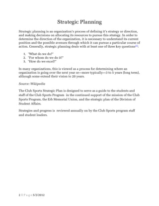 Club sport strategic plan | PDF