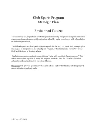 Club sport strategic plan | PDF