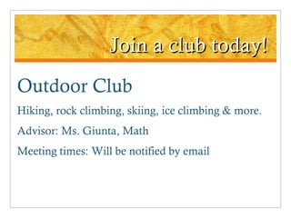 Clubs powerpoint | PPT