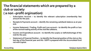 Clubs & Societies : Not for profit organisations | PPTX
