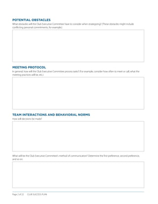 Club Success Plan Template for any toast | PDF