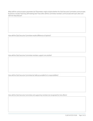 Club Success Plan Template for any toast | PDF