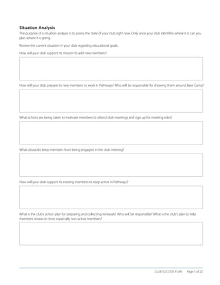 Club Success Plan Template for any toast | PDF