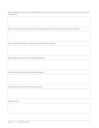 Club Success Plan Template for any toast | PDF