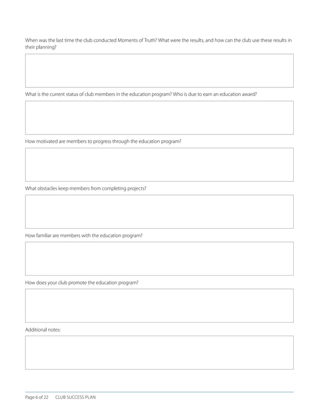Club Success Plan Template for any toast | PDF