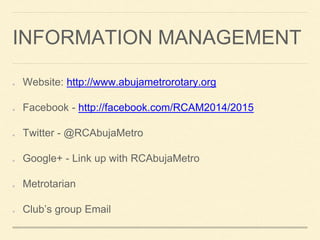 RCAM's 2014-2015 Agenda | PPTX