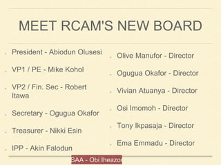 RCAM's 2014-2015 Agenda | PPTX