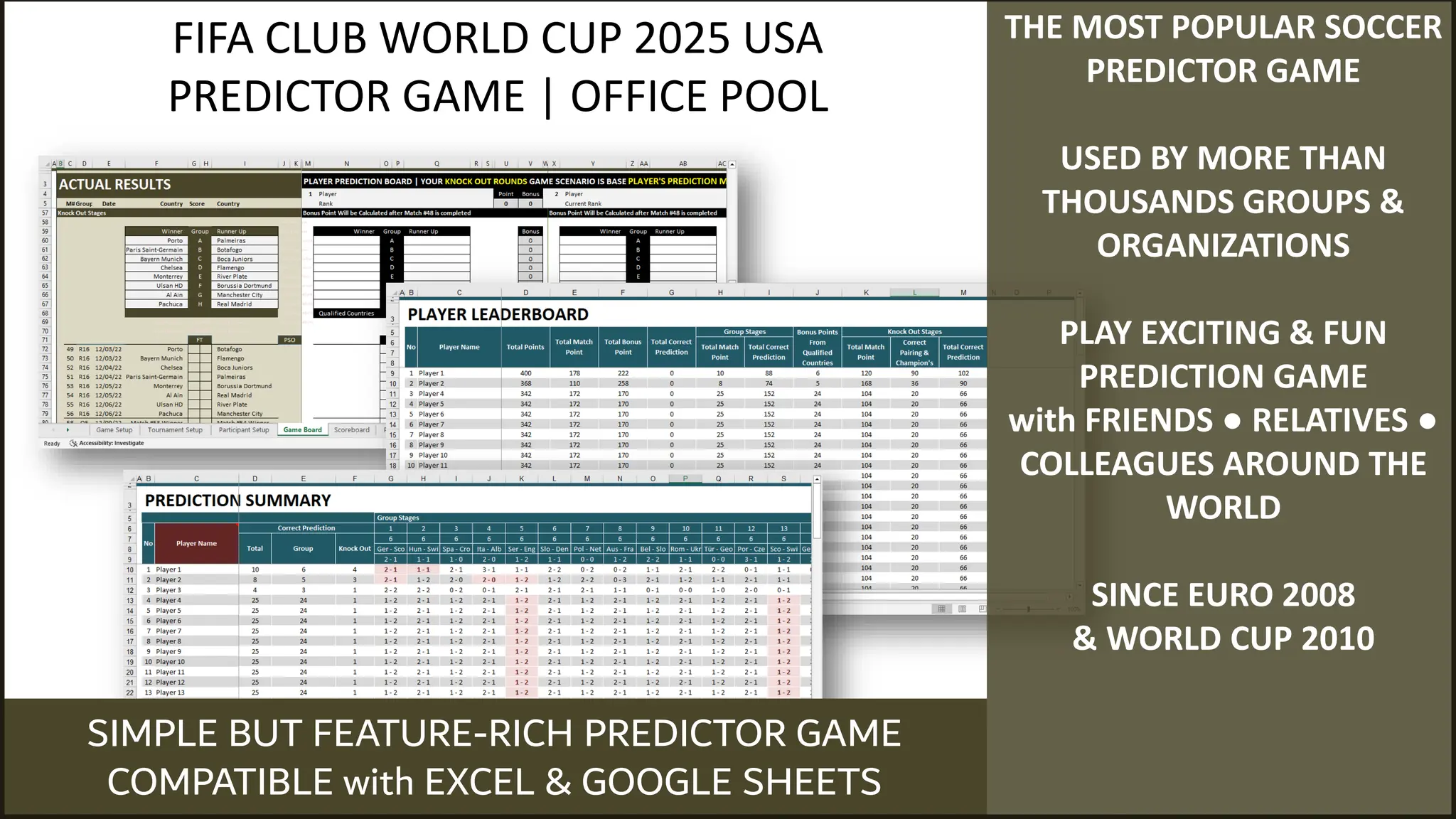 Club World Cup 2025 Prediction Game | Office Pool Spreadsheet | PDF