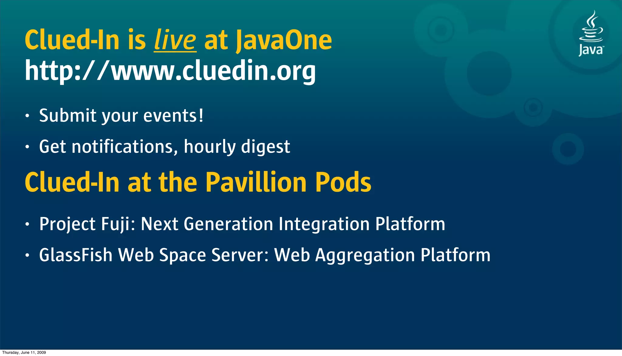 Cluedin JavaOne 2009 | PPT
