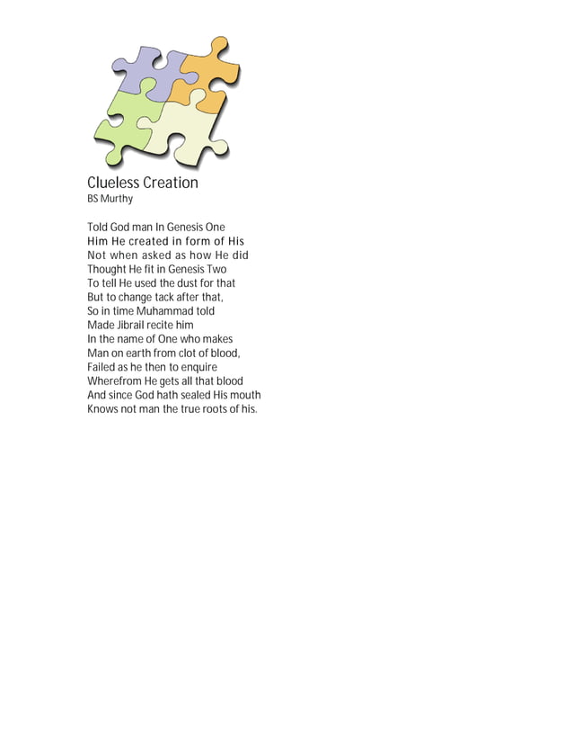Clueless Creation - A Satirical Poem | PDF