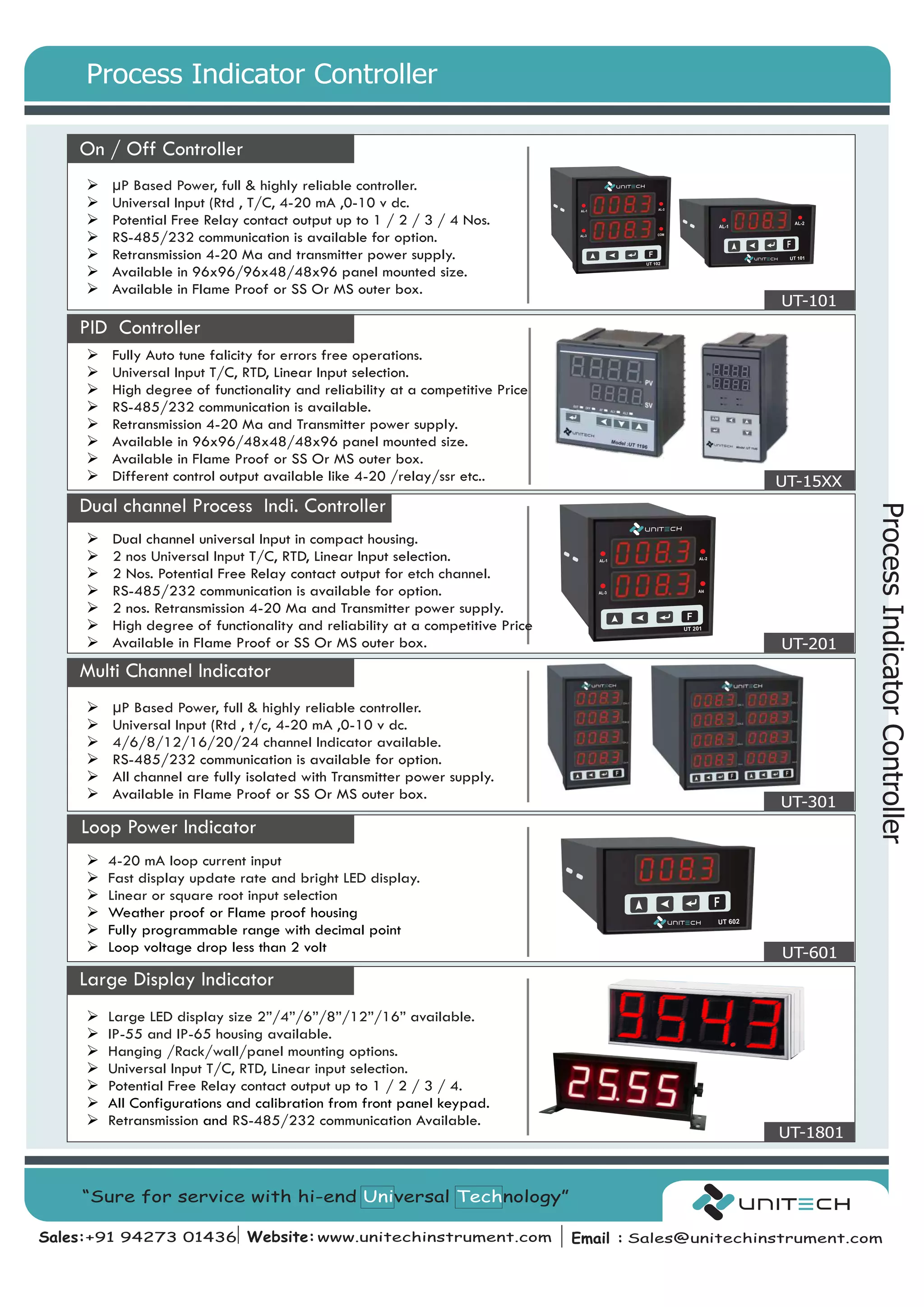 Unitech Instruments, Vadodara, Process Indicator Controller | PDF
