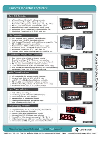 Unitech Instruments, Vadodara, Process Indicator Controller | PDF