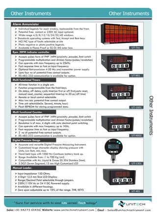 Unitech Instruments, Vadodara, Process Indicator Controller | PDF