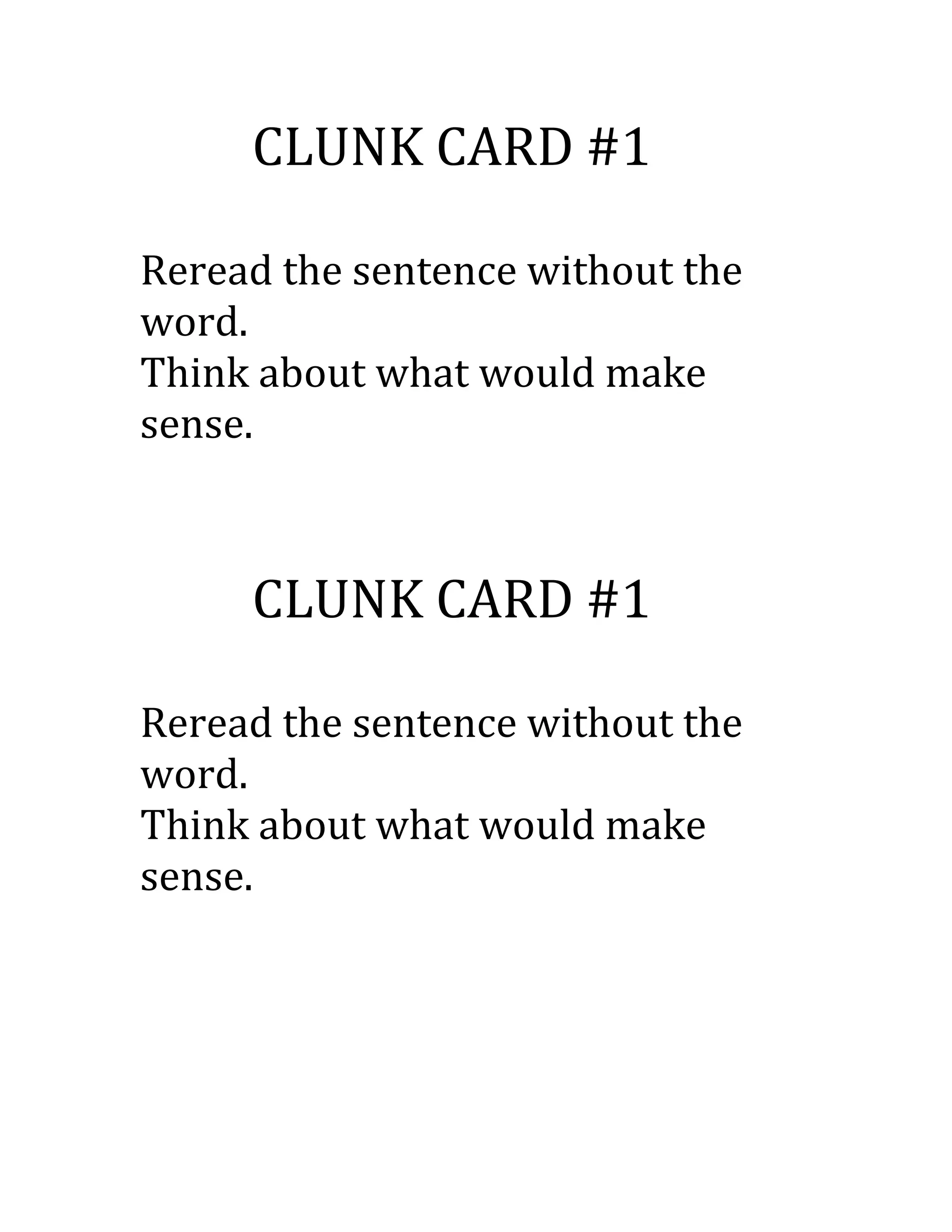 Clunk card | DOCX