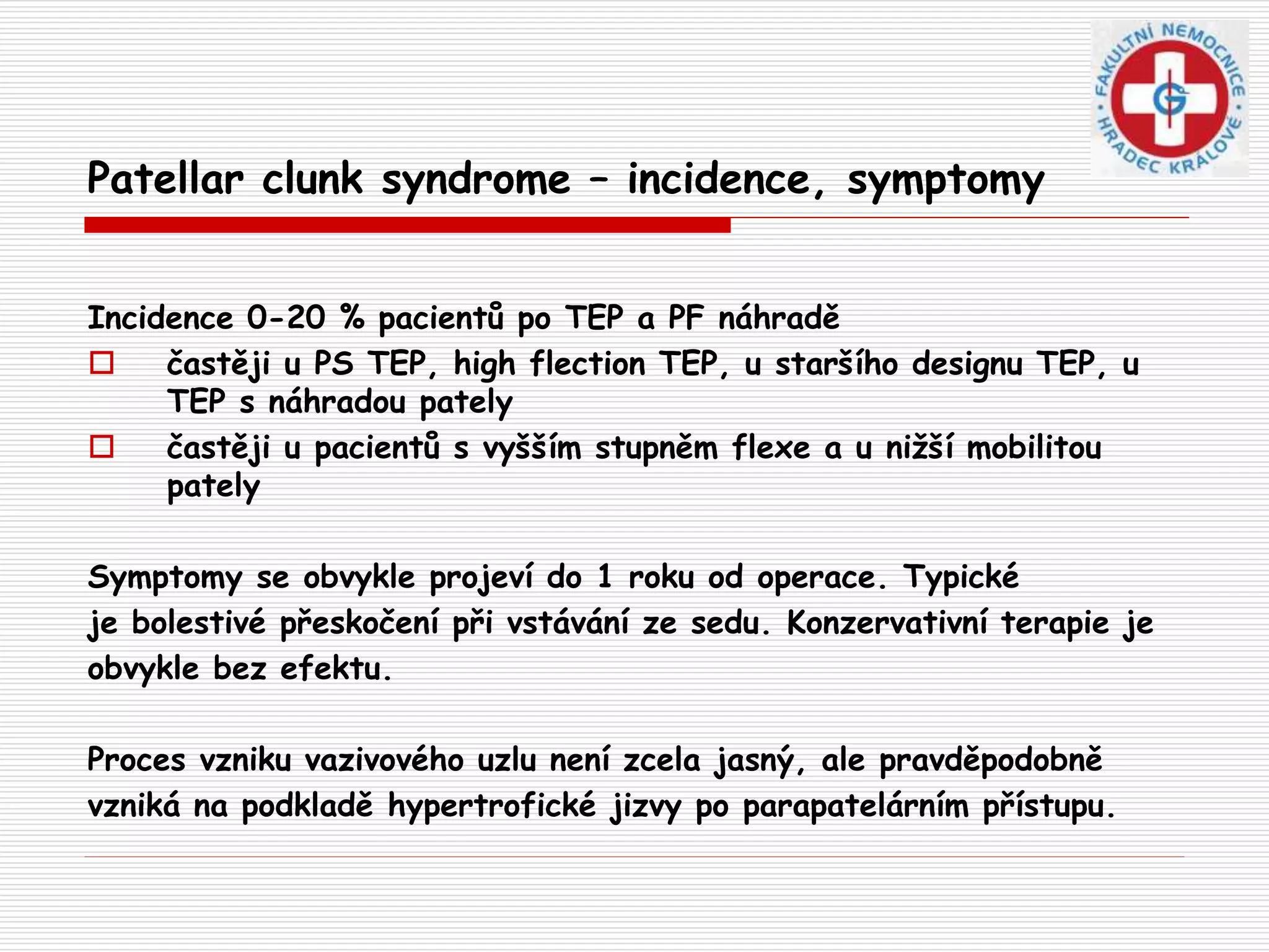Patellar clunk syndrome | PPT