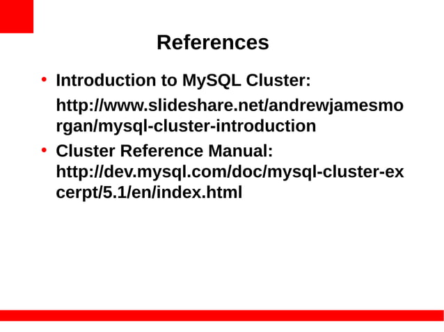MySQL User Camp: MySQL Cluster | PDF