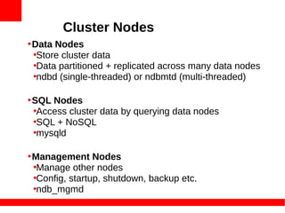 MySQL User Camp: MySQL Cluster | PDF