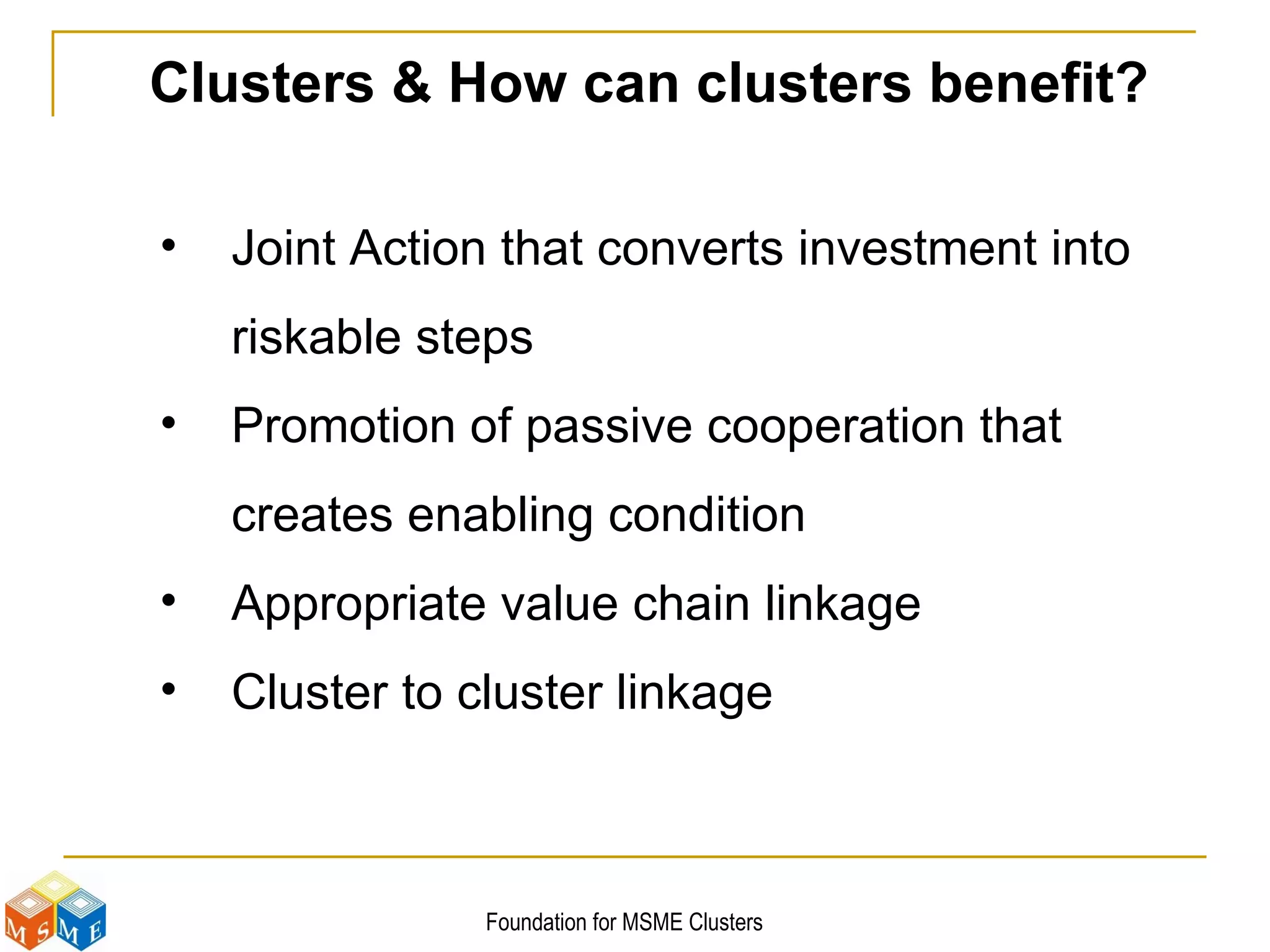 RFCD 2011: Dr. Tamal Sarkar:Foundation for MSME Clusters: Cluster ...