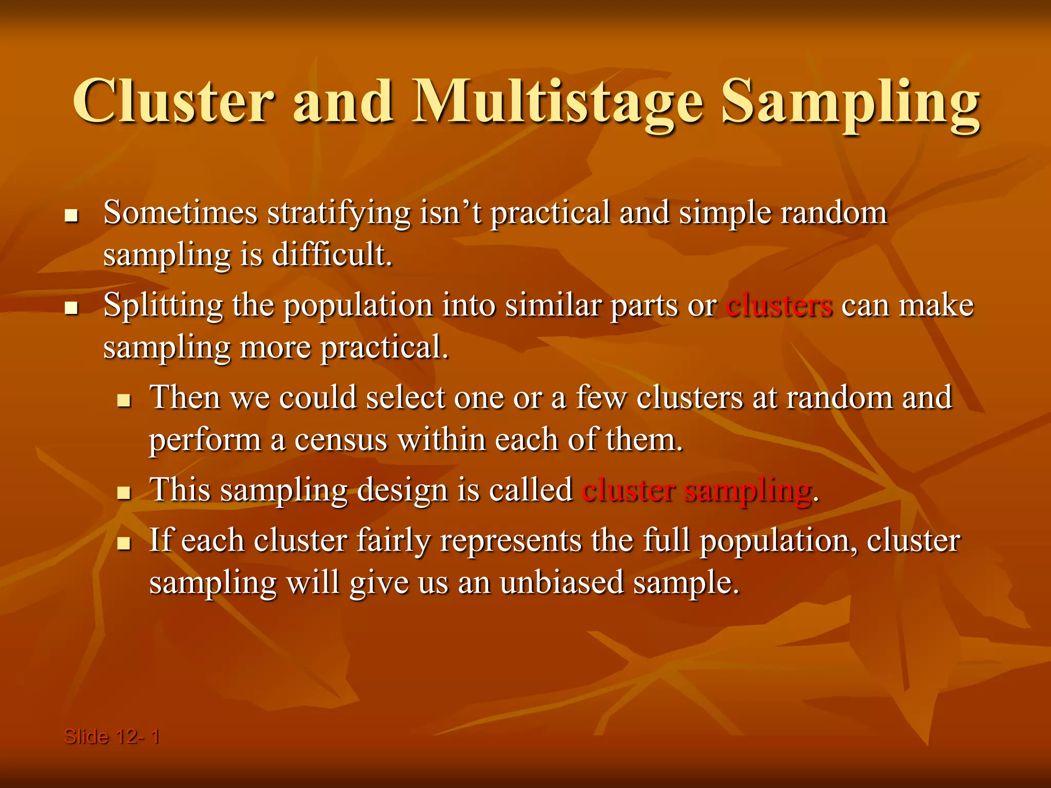 Cluster and multistage sampling | PPTX