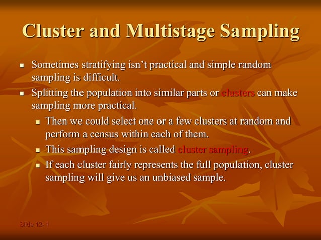 Cluster and multistage sampling | PPT