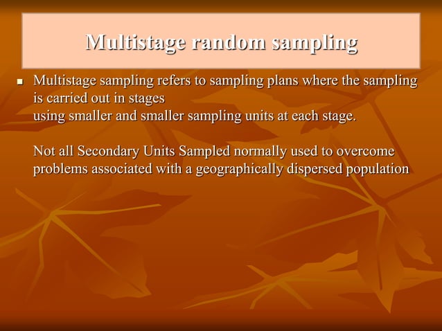 Cluster and multistage sampling | PPTX
