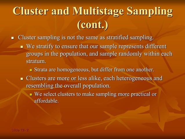Cluster and multistage sampling | PPTX