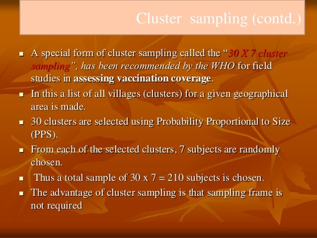 Cluster and multistage sampling