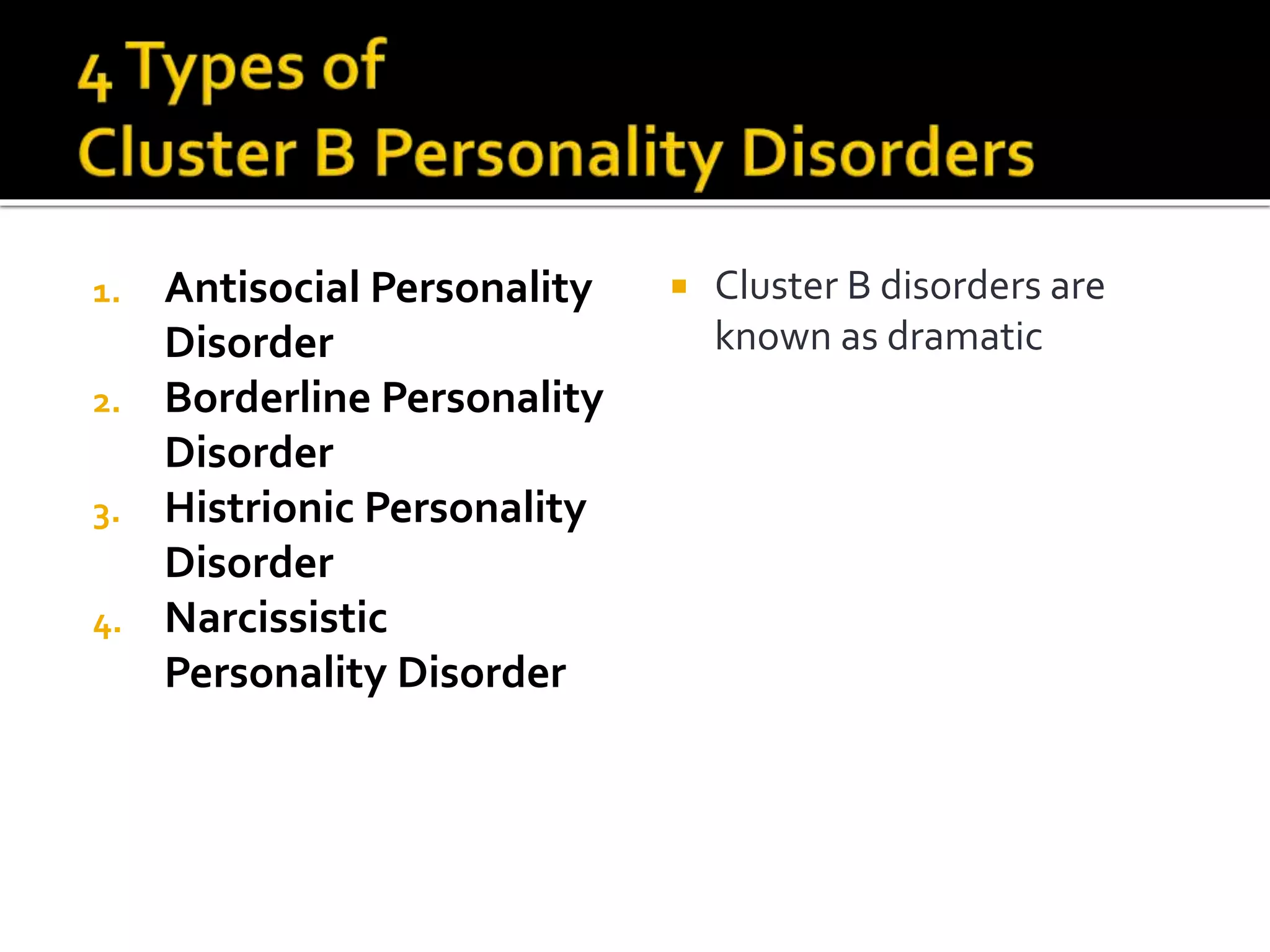 Cluster B Personality Disorders for NCMHCE Study | PPTX